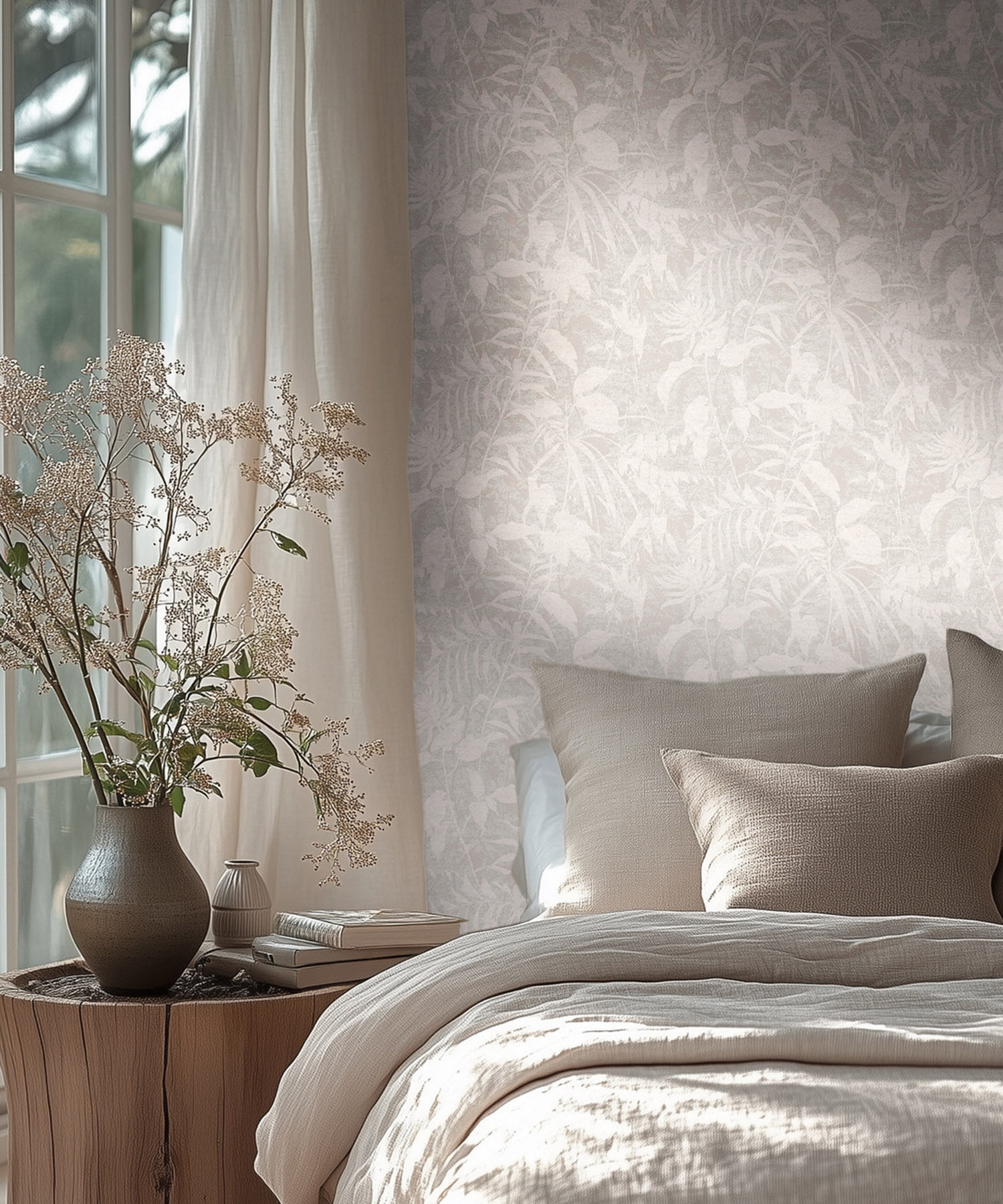 Frosted Leaf Print Wallpaper